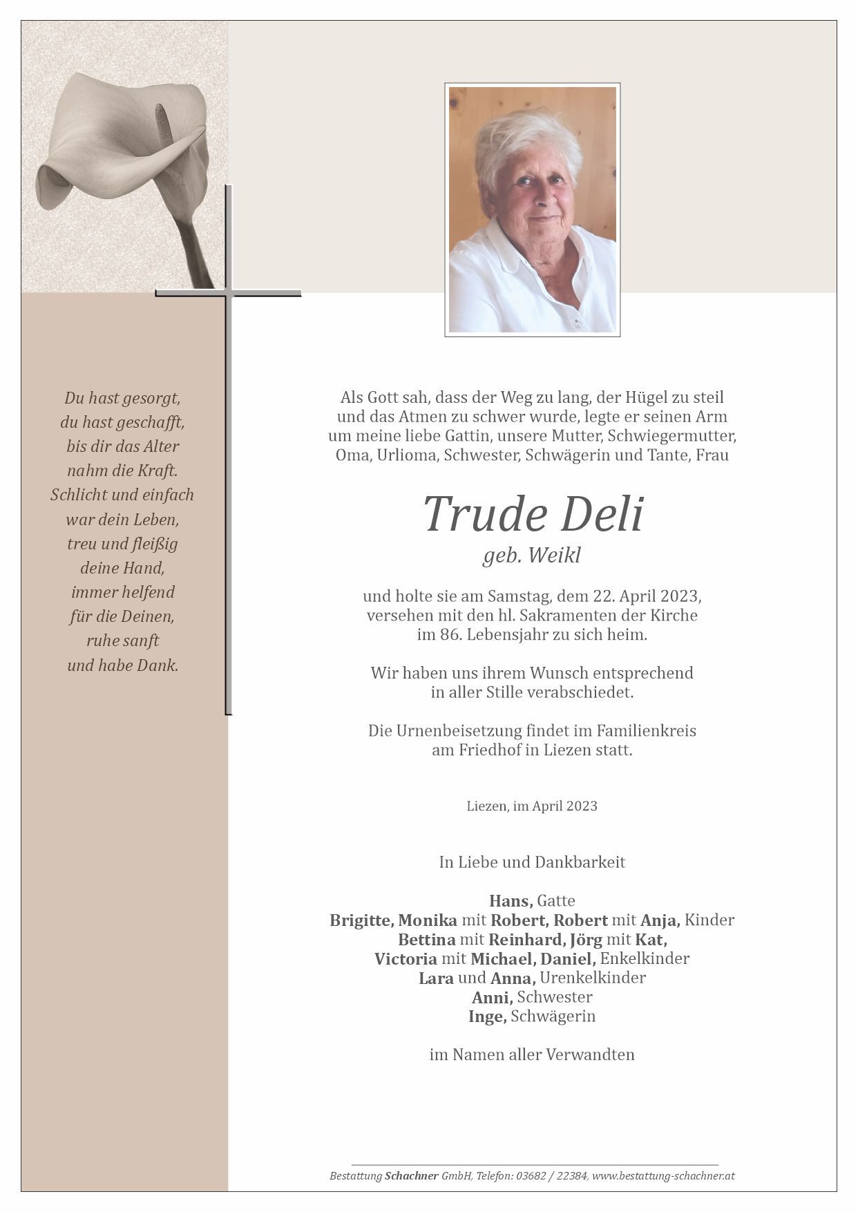 Todesfälle (Bestattung Schachner)