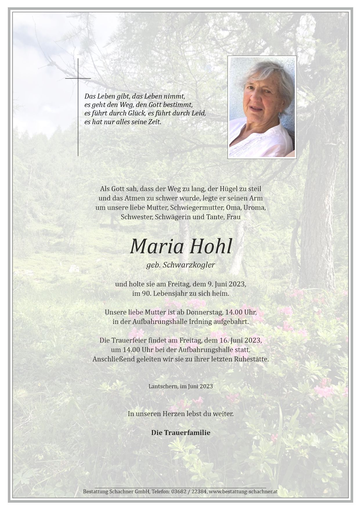 Todesfälle (Bestattung Schachner)