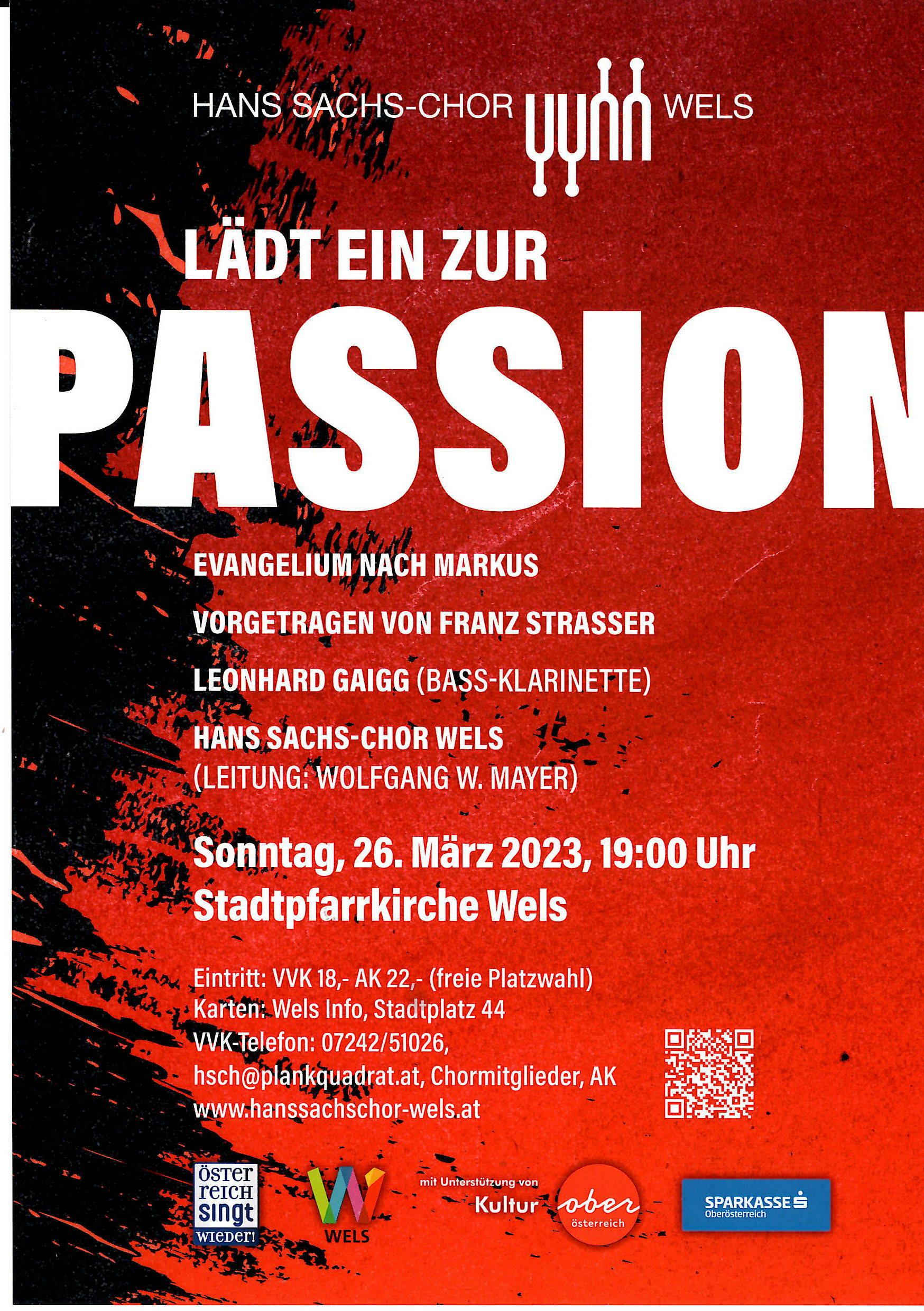 Einladung zum Kirchenkonzert, Hans Sachs - Chor Wels | Gemeinde Holzhausen